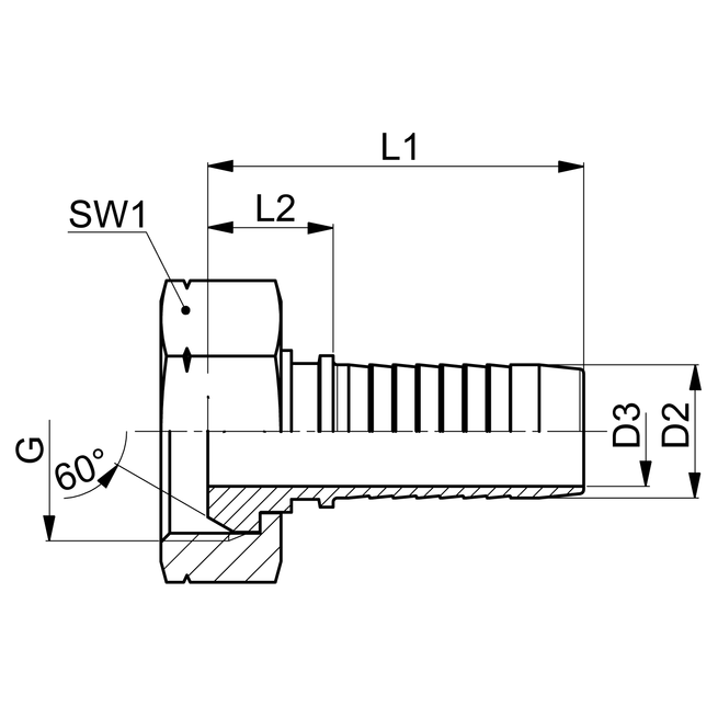 EXMAR | Nippel mit Dichtkegel, gerade